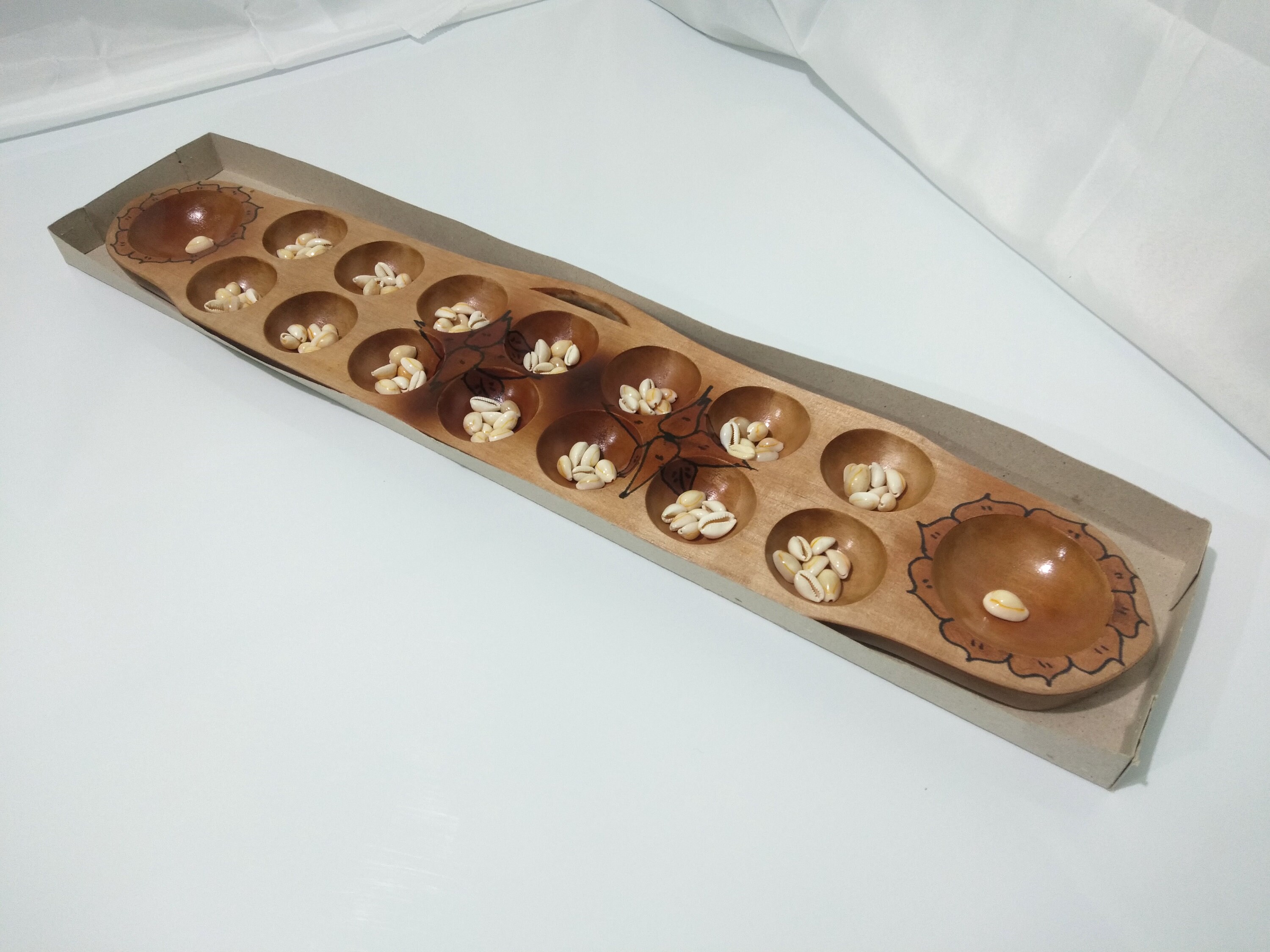 Premium Sungka Game Board With Shells, Sungkaan Wooden Board Made in ...