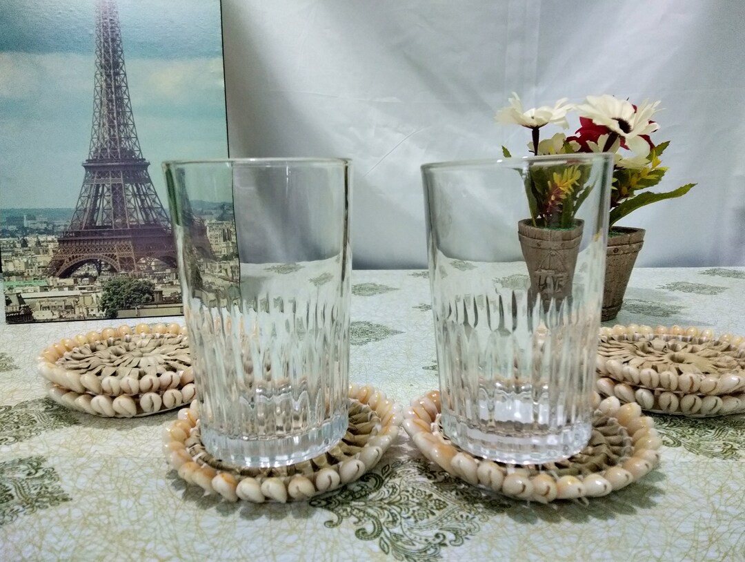 Seashell and Abaca Coaster Set of 6 Made in Philippines, Abaca With ...