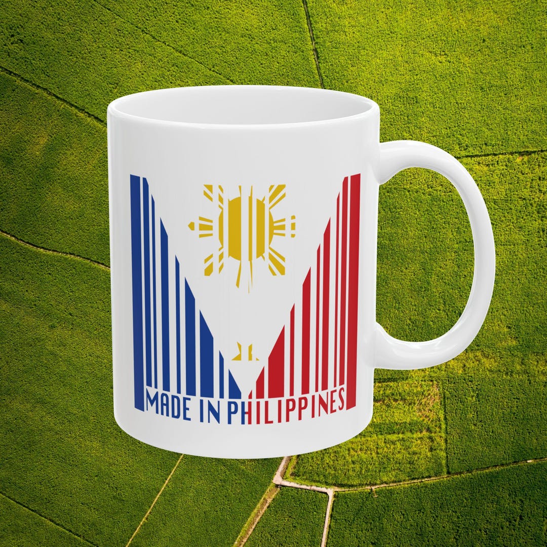 Made in Philippines Flag Barcode Ceramic Mug, Filipina Gifts, Pinoy ...