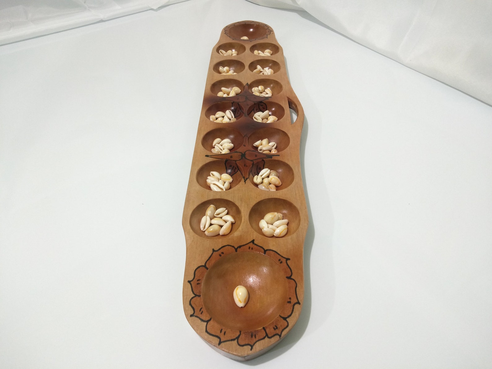 Premium Sungka Game Board With Shells, Sungkaan Wooden Board Made in ...