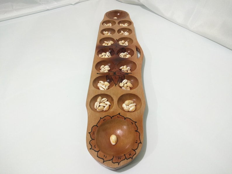 Premium Sungka Game Board With Shells, Sungkaan Wooden Board Made in ...