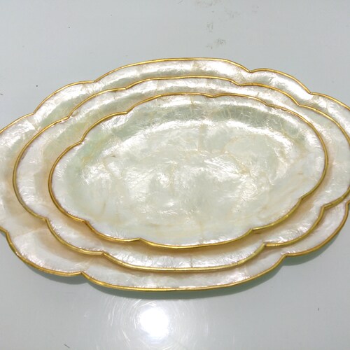 Capiz Shell Long Trays Set of 3 Made in Philippines | Etsy