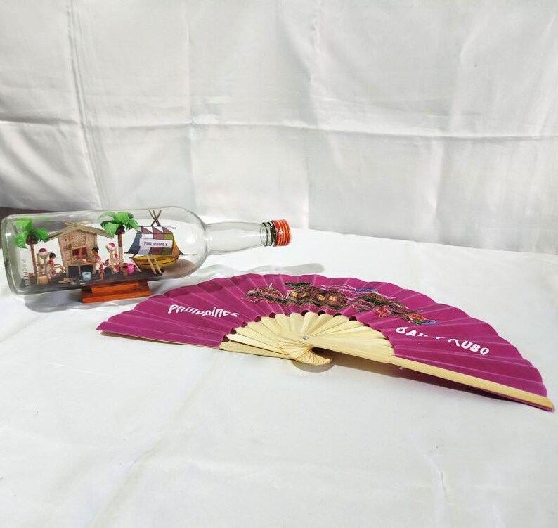 Bahay Kubo Inside a Bottle Art and Bahay Kubo Handheld Fan Bundle Set ...