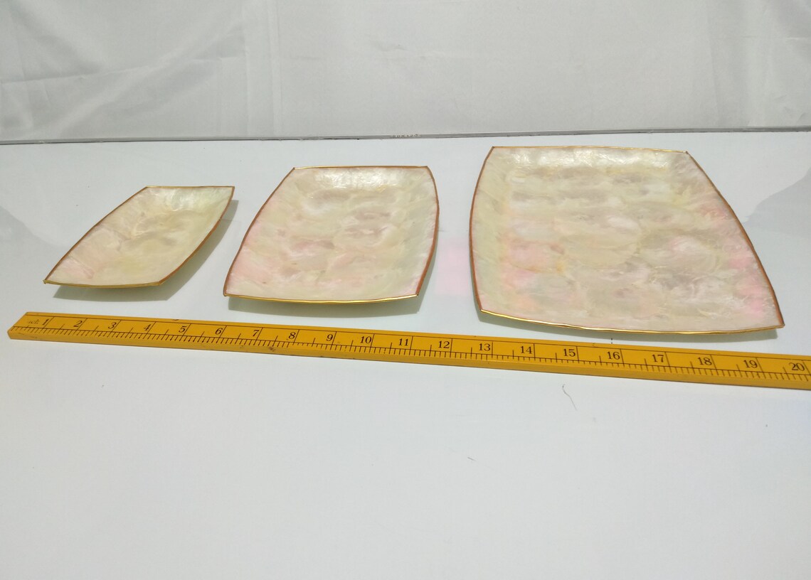 Capiz Shell Long Trays Set of 3 Made in Philippines, Windowpane Oysters ...
