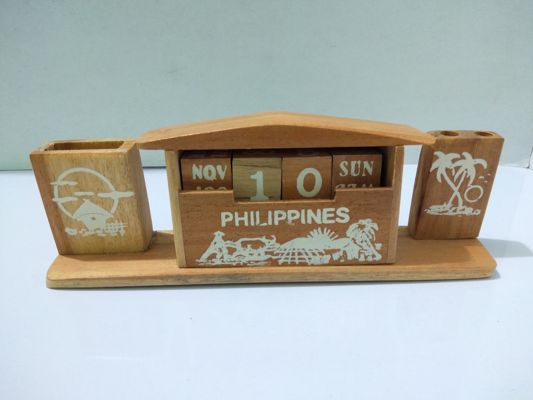 Wooden Perpetual Calendar Made in Philippines, Natural Color Wood Tile ...