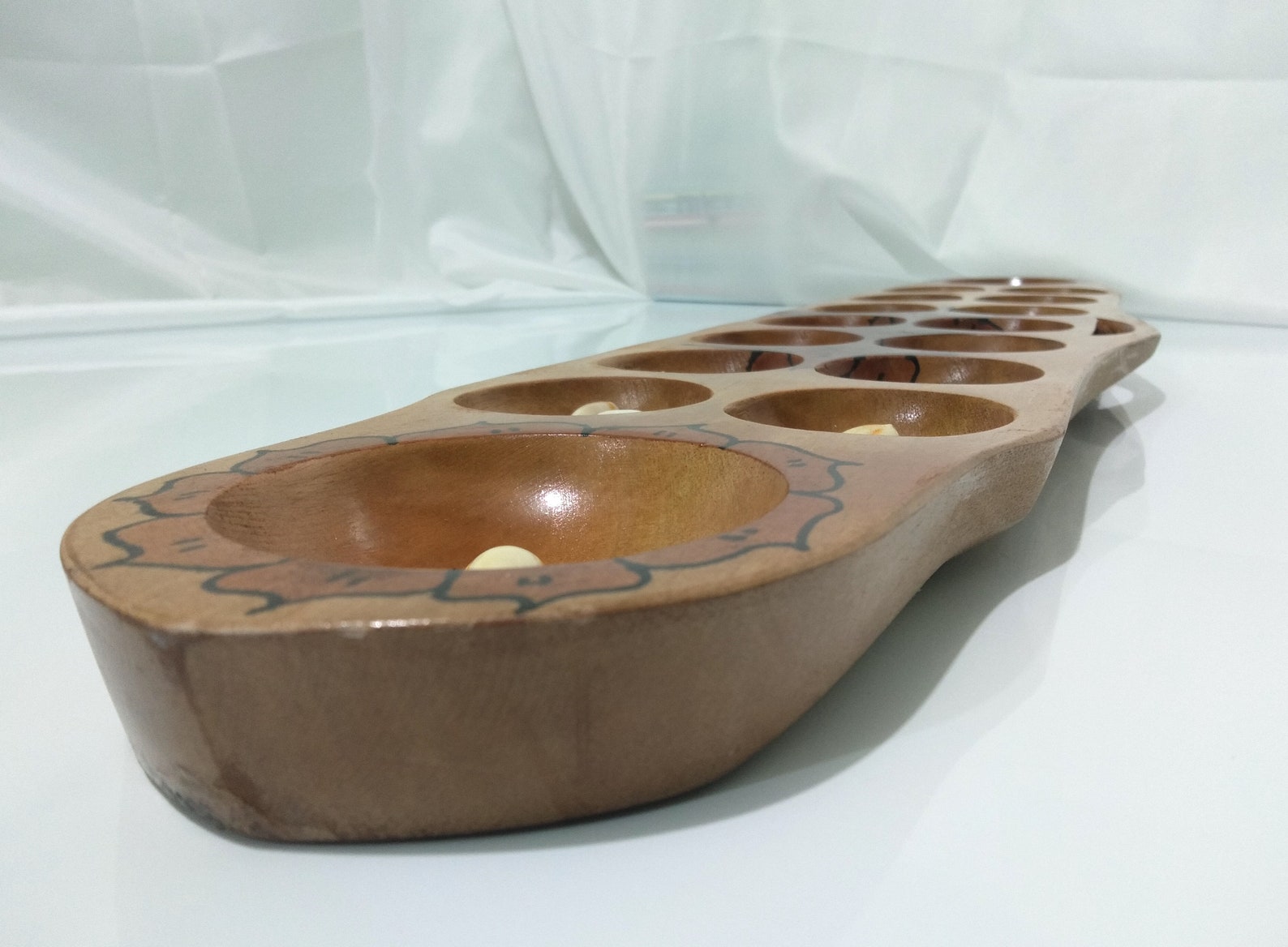 Premium Sungka Game Board With Shells, Sungkaan Wooden Board Made in ...