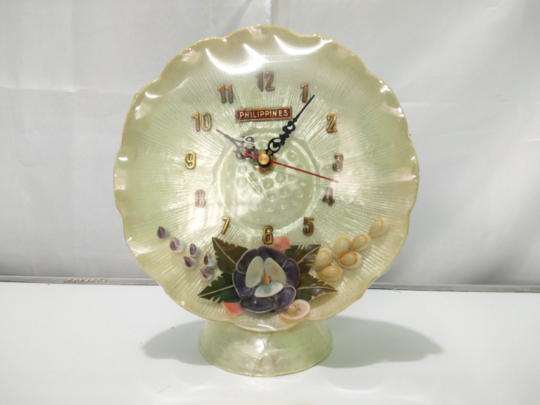 Capiz Desk Clock With Shells Made in Philippines Capiz Shell - Etsy