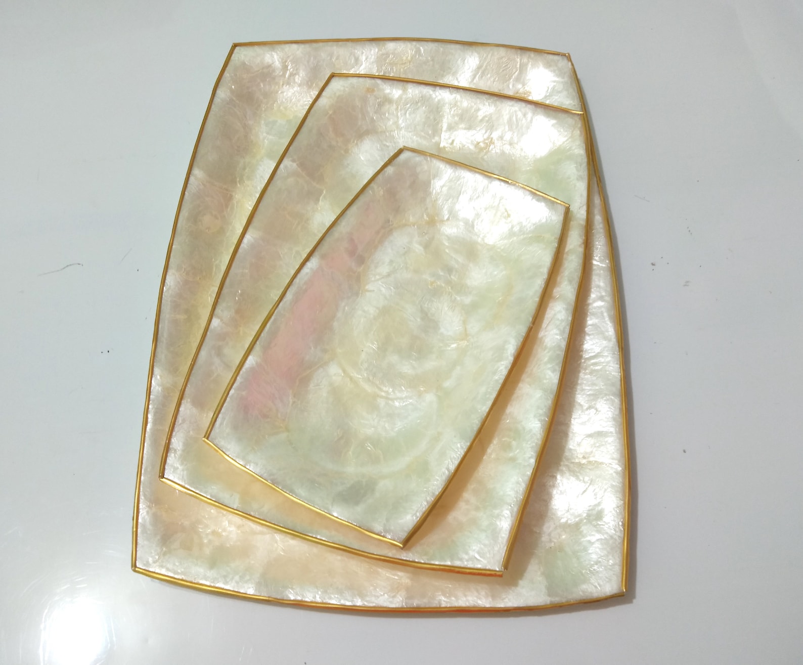 Capiz Shell Long Trays Set of 3 Made in Philippines, Windowpane Oysters ...