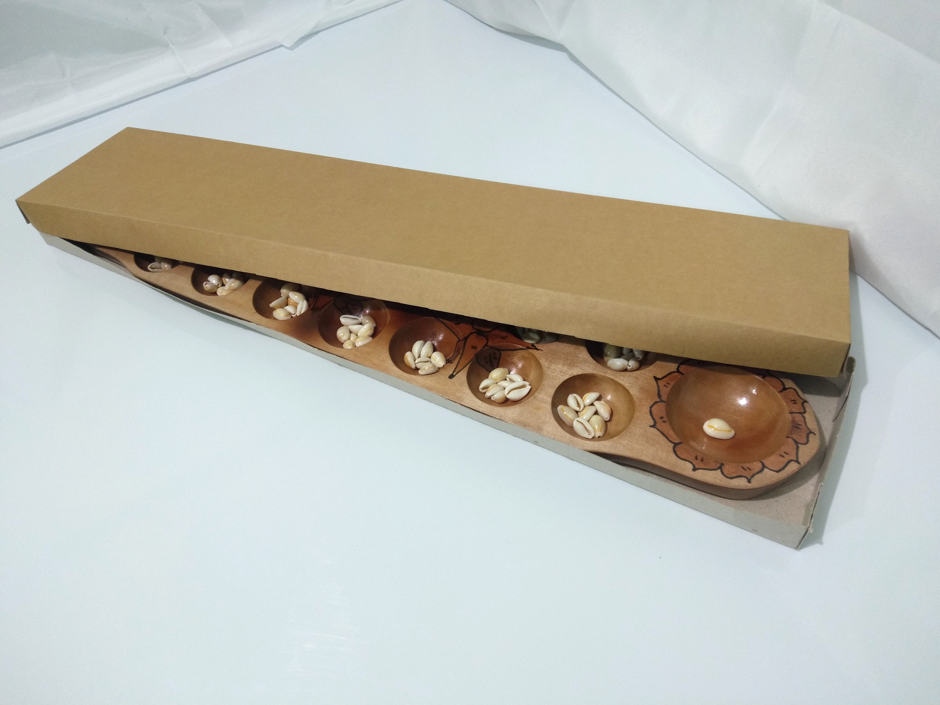 Premium Sungka Game Board With Shells, Sungkaan Wooden Board Made in ...