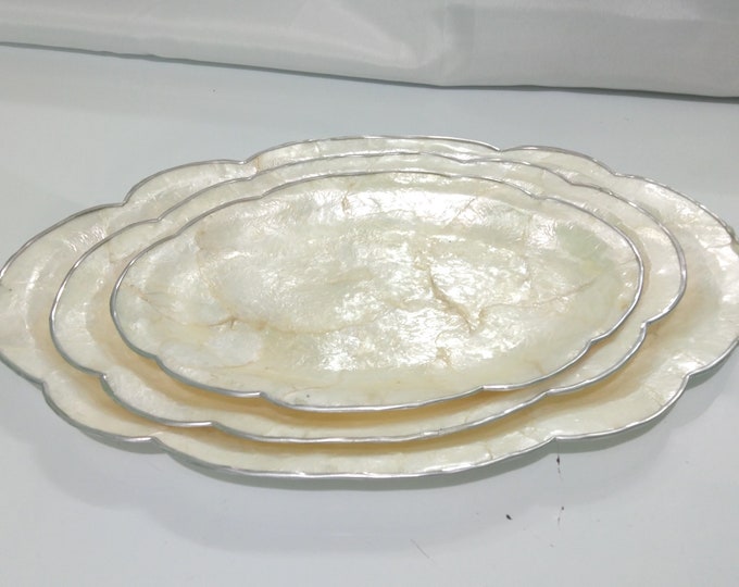 Oval-shaped Capiz Shell Trays Made in Philippines, Windowpane Oysters ...