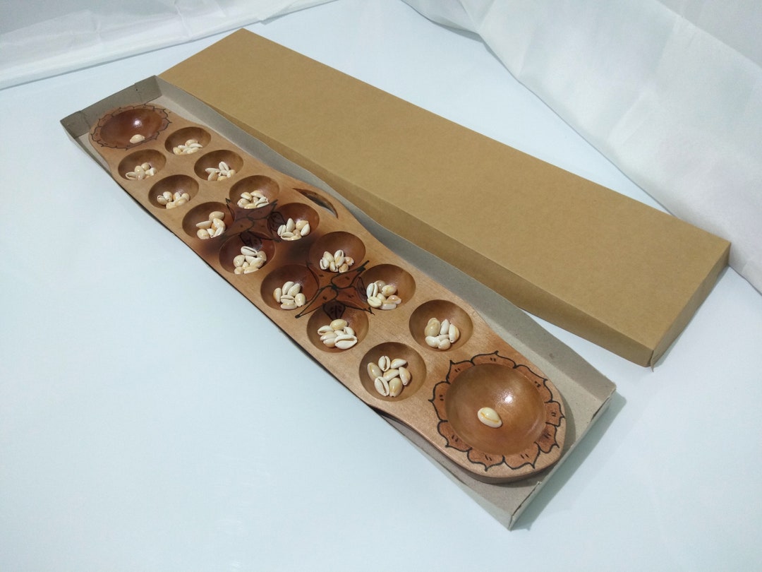 Premium Sungka Game Board With Shells, Sungkaan Wooden Board Made in ...