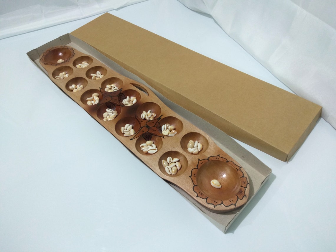 Premium Sungka Game Board With Shells, Sungkaan Wooden Board Made in ...