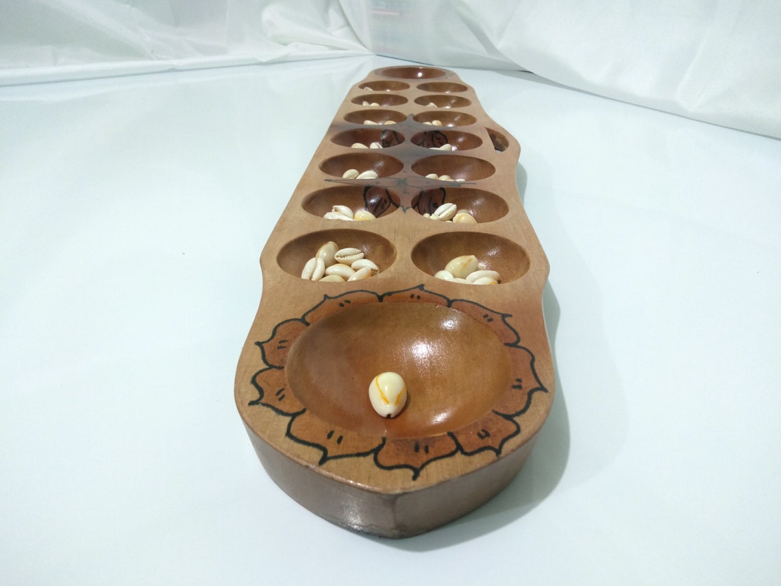 Premium Sungka Game Board With Shells Sungkaan Wooden Board | Etsy