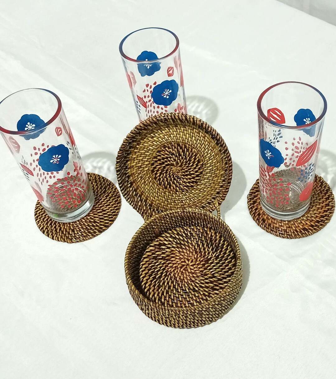Nito Coaster Set of 6 With Holder Made in Philippines, Woven Coasters ...
