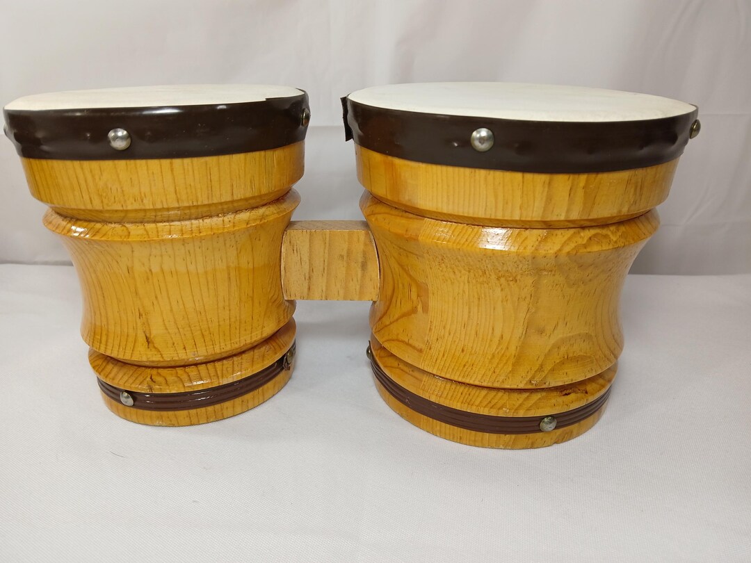 Vintage Beautiful Wooden Bongos Mini Beatnik Tiki Bar Rhythm Band ...