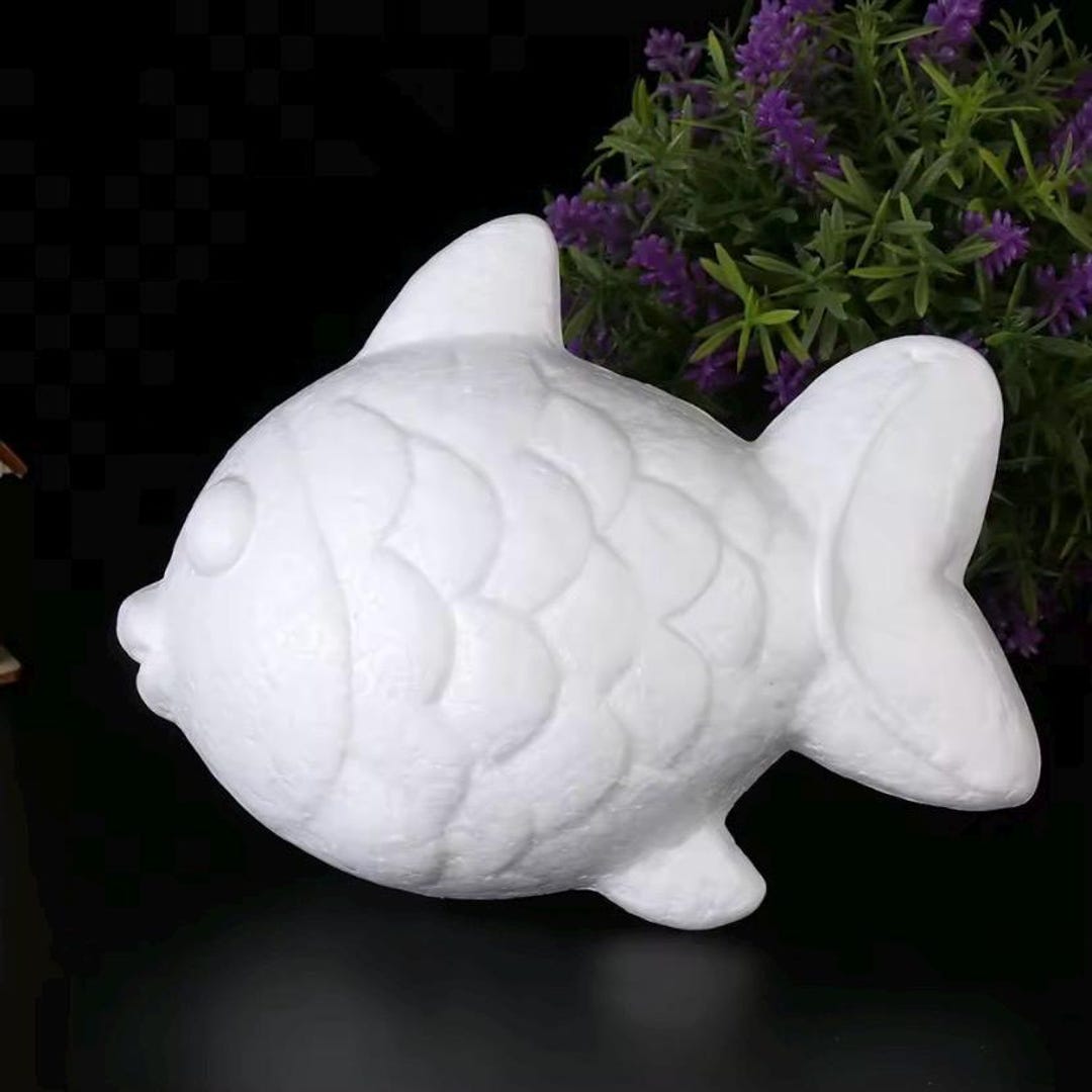 White Styrofoam Fish 17x13cm - Animal White Polystyrene Foam Shapes ...
