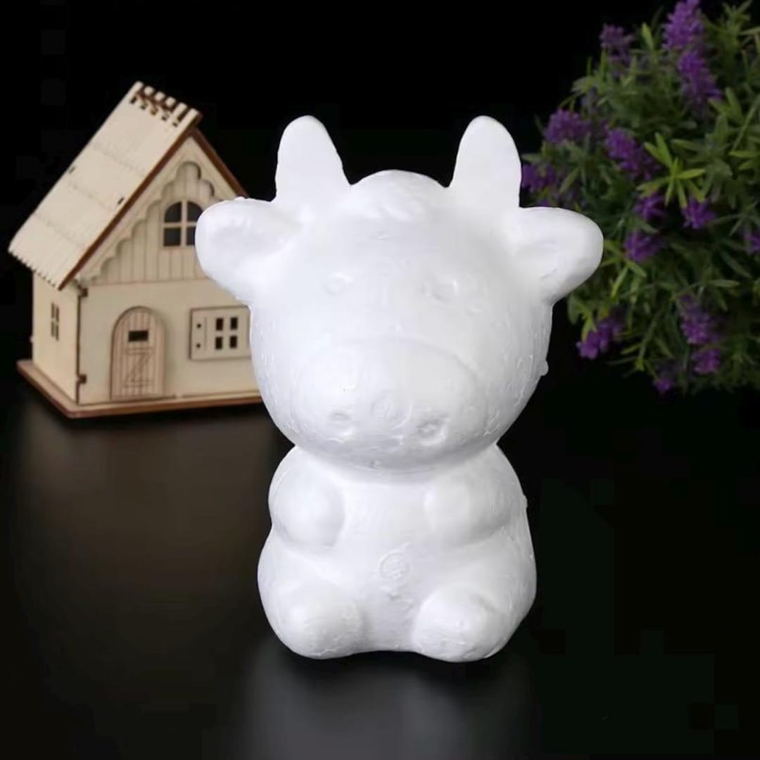 White Styrofoam Cow 14x11cm - Animal White Polystyrene Foam Shapes ...