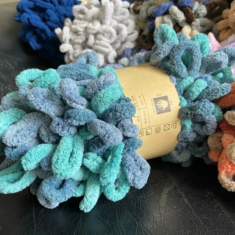 500g Puffy Looped Yarn for Finger Knitting Chunky Yarn for - Etsy