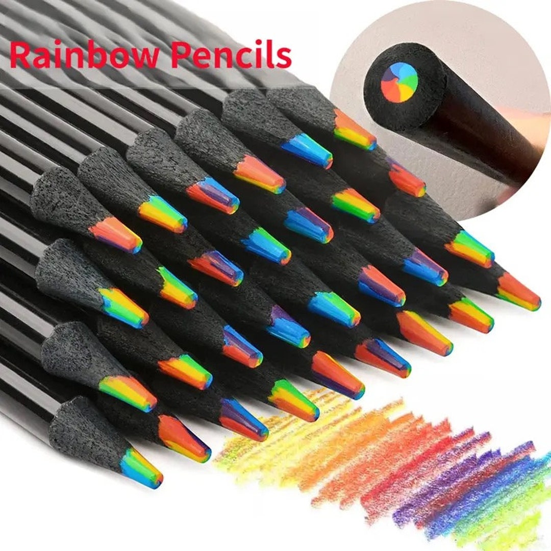 7 Colours Gradient Rainbow Pencil - Drawing Crayons - Kids Gift ...