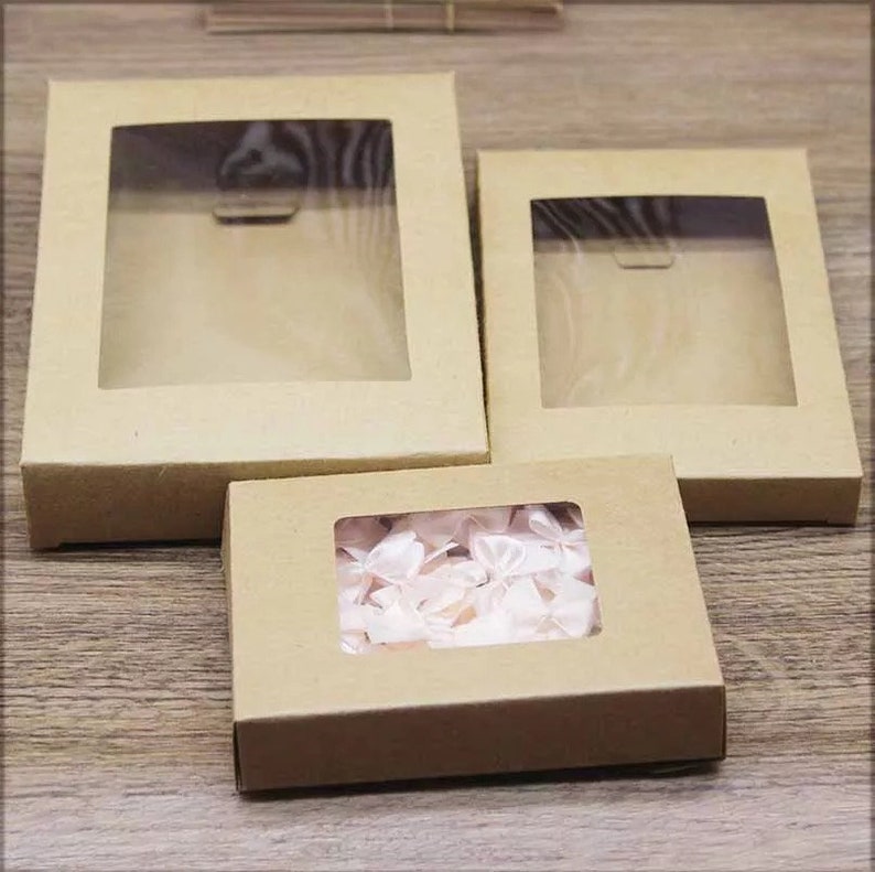 10 Pack Gift Boxes With Display Window - Christmas Kraft Boxes - 13 ...
