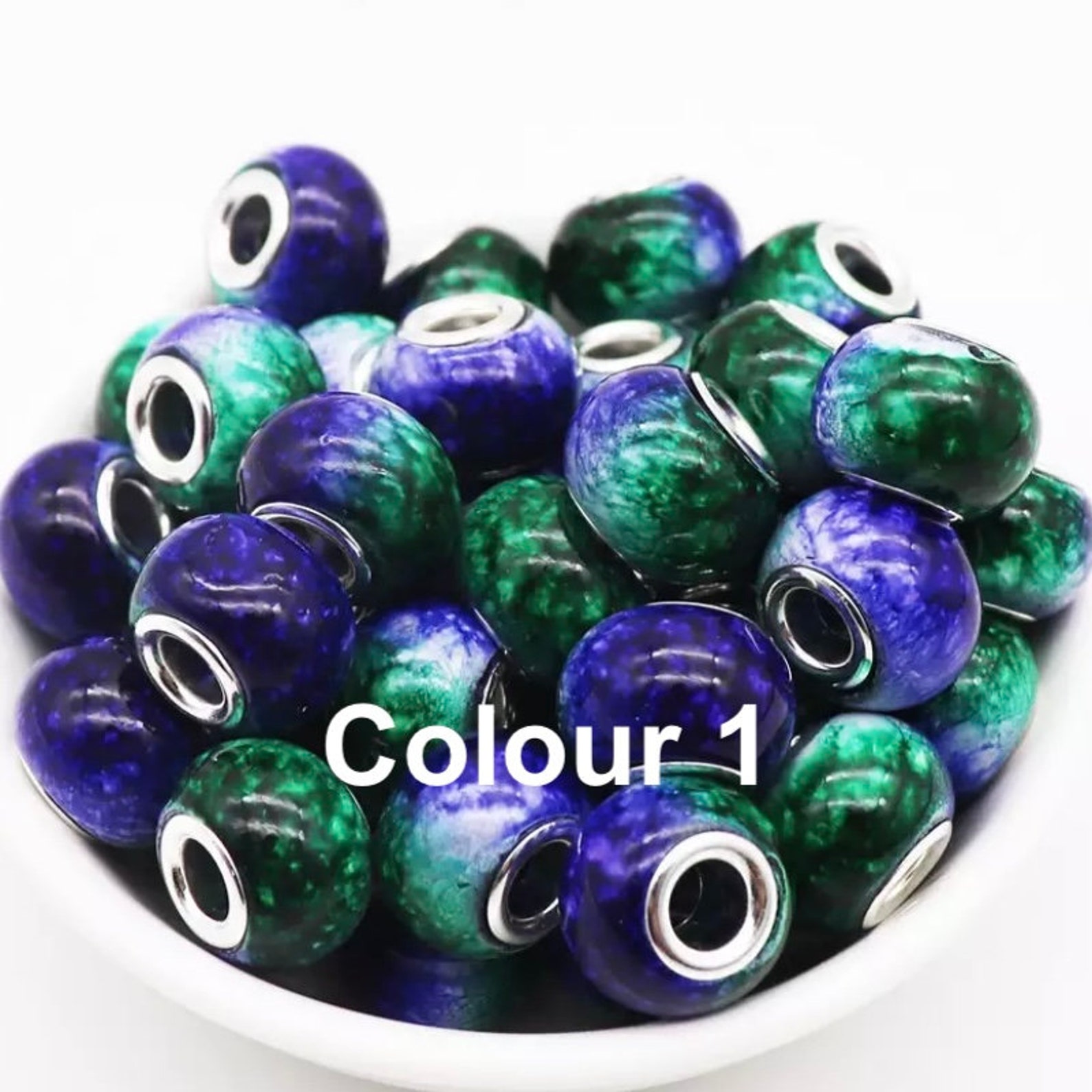 5mm Hole Round Glass Beads 10 Pack - Large Hole Bead for Macrame - 16mm ...