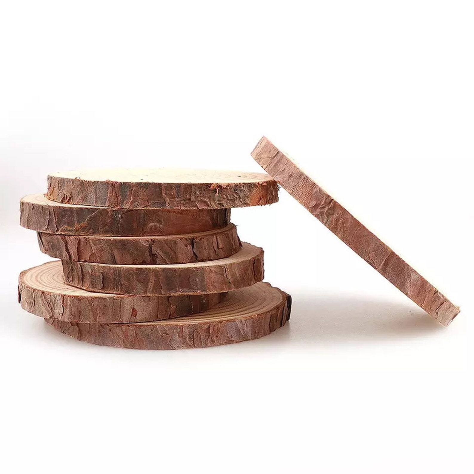 Natural Pine Wood Rounds Unfinished Wood Slices With Bark Log Discs ...