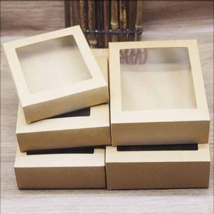 10 Pack Gift Boxes With Display Window - Christmas Kraft Boxes - 13 ...