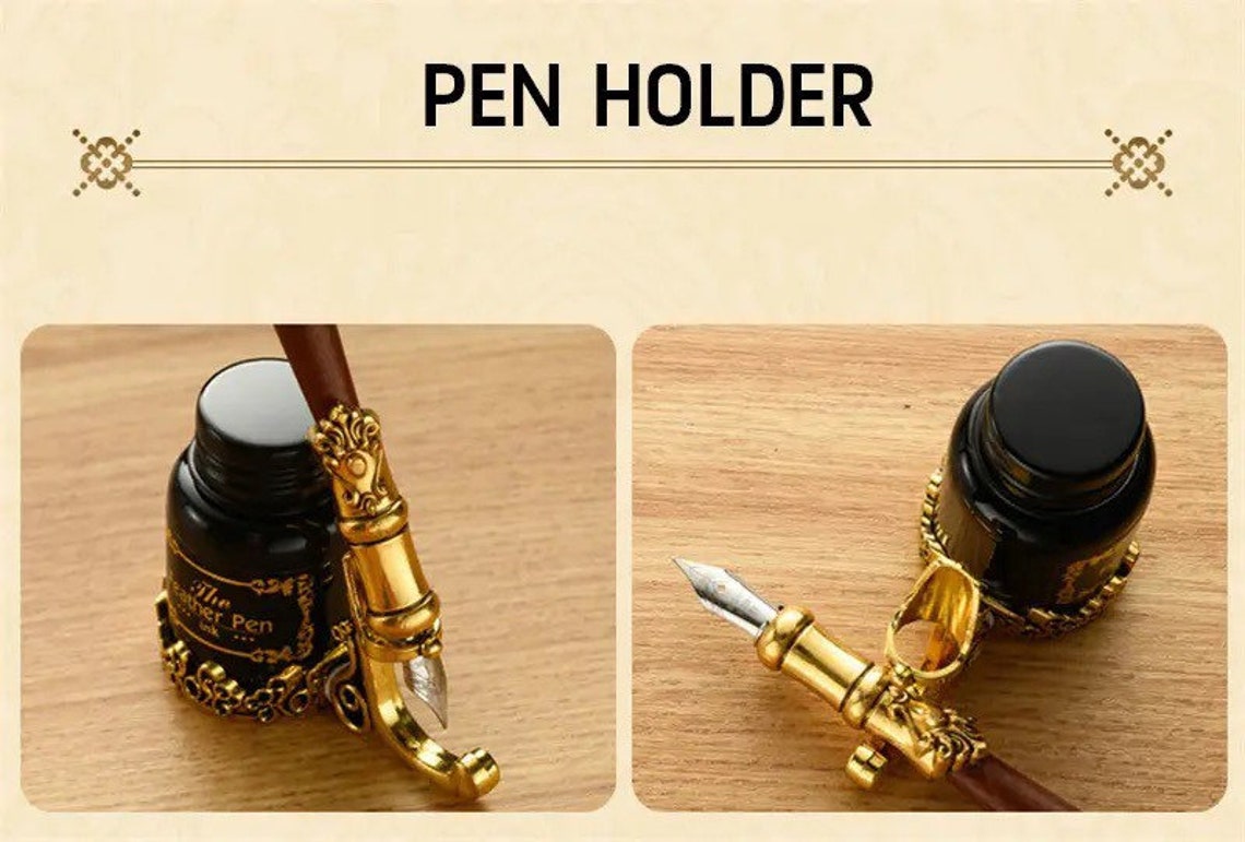 Fancy Feather Quill Dip Pen Gift Set - Calligraphy Gift Box With Wax ...