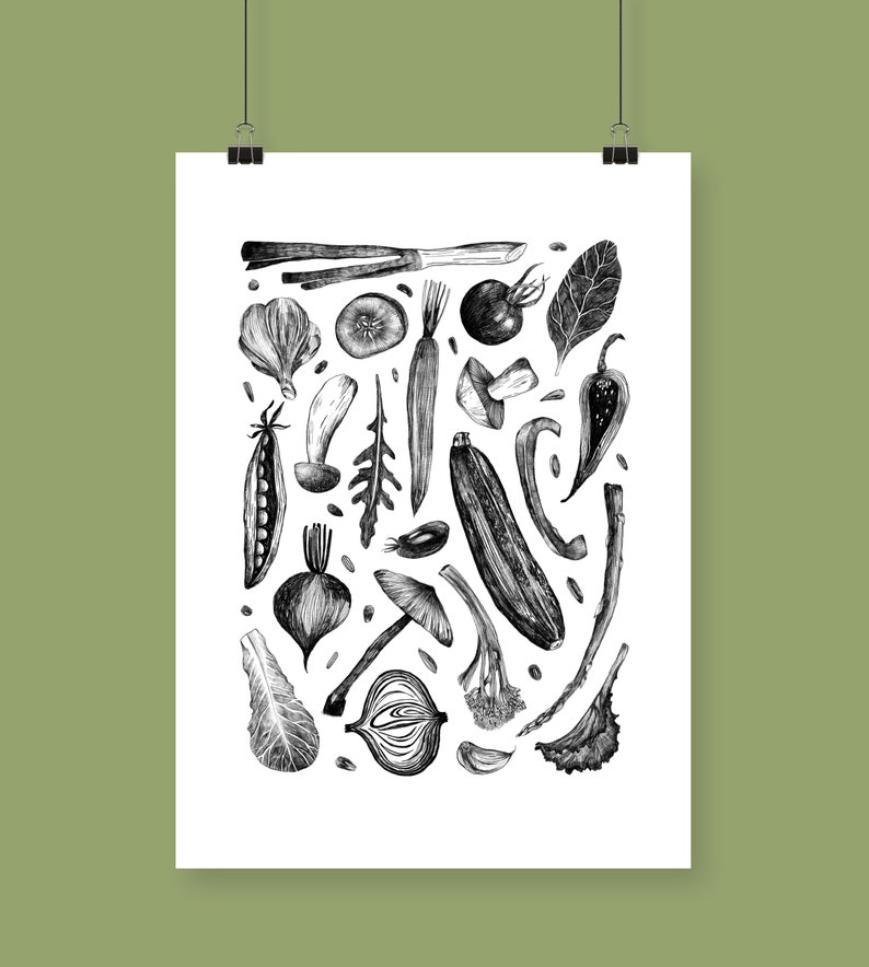 VEGETABLES A4 Print - Kitchen, Illustration Print, Wall Art - Etsy