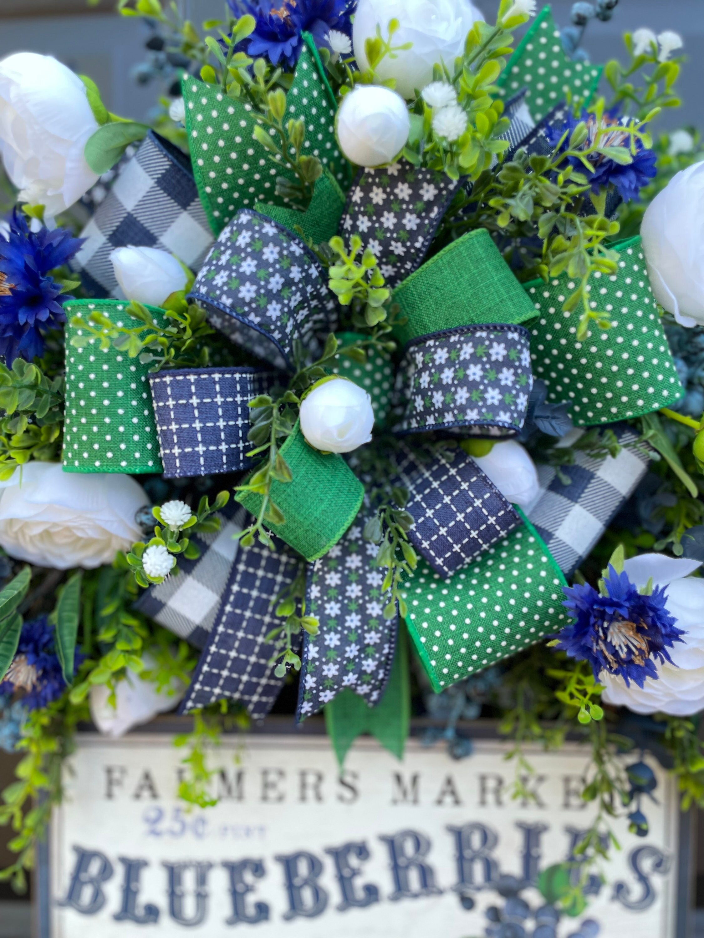 Blue Berry Front Door Wreath, Blueberry Grapevine Outdoor Wreath ...