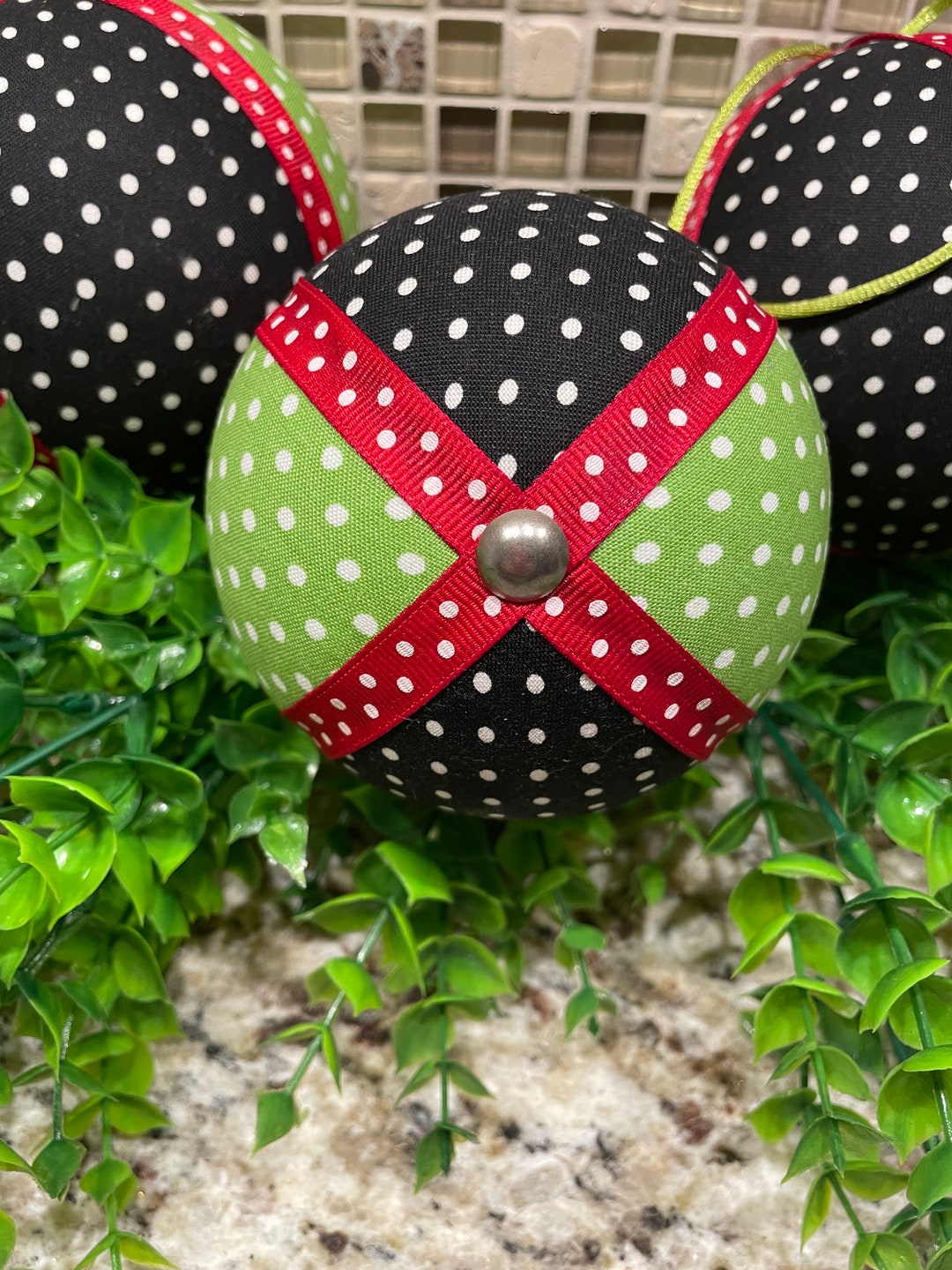 Large Christmas Tree Ornaments, Handmade Christmas Balls, Polka Dot ...