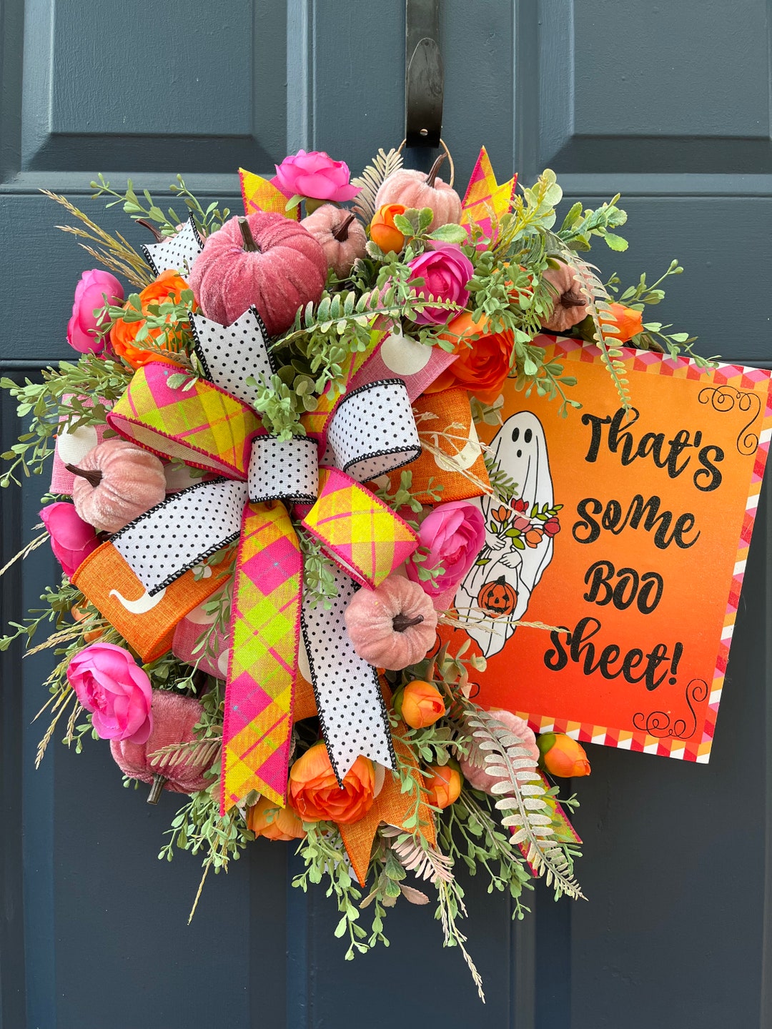 Halloween Wreath, Sassy Ghost Wreath,front Door Grapevine Wreath, Funny ...