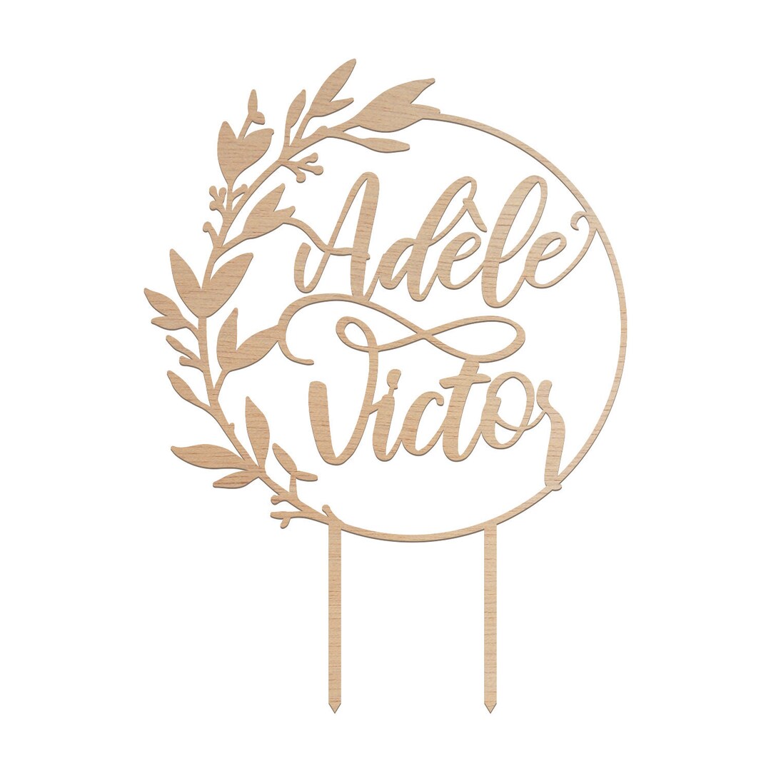 Personalized Wedding Cake Topper - Floral Circle, Country Cake Topper ...