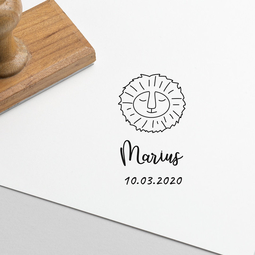 Personalized Lion Stamp Baptism, Birth, Birthday - Etsy