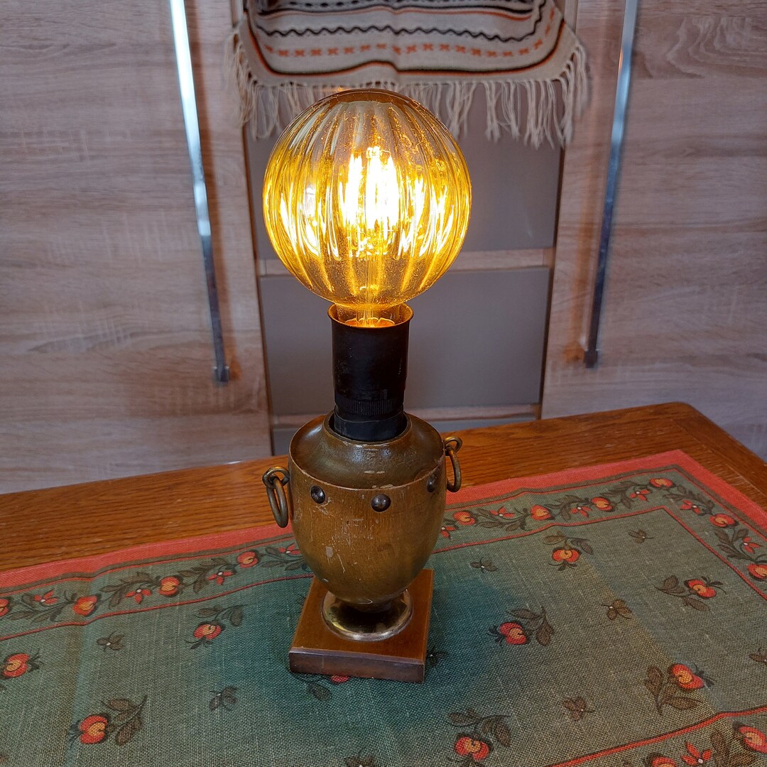 Vintage Mid Century Style Wood Lamp Base , Handmade Table Lamp ...