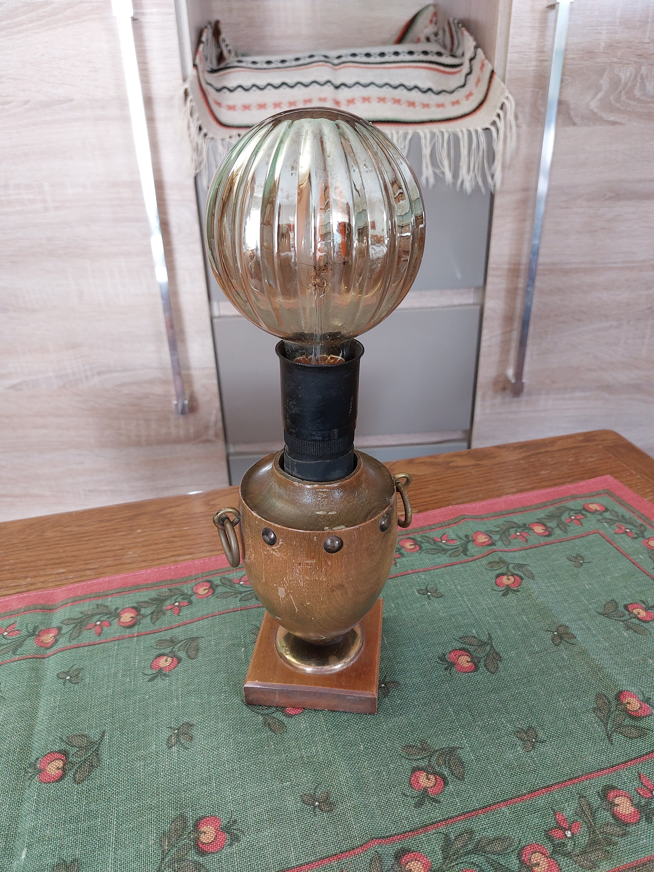 Vintage Mid Century Style Wood Lamp Base , Handmade Table Lamp ...