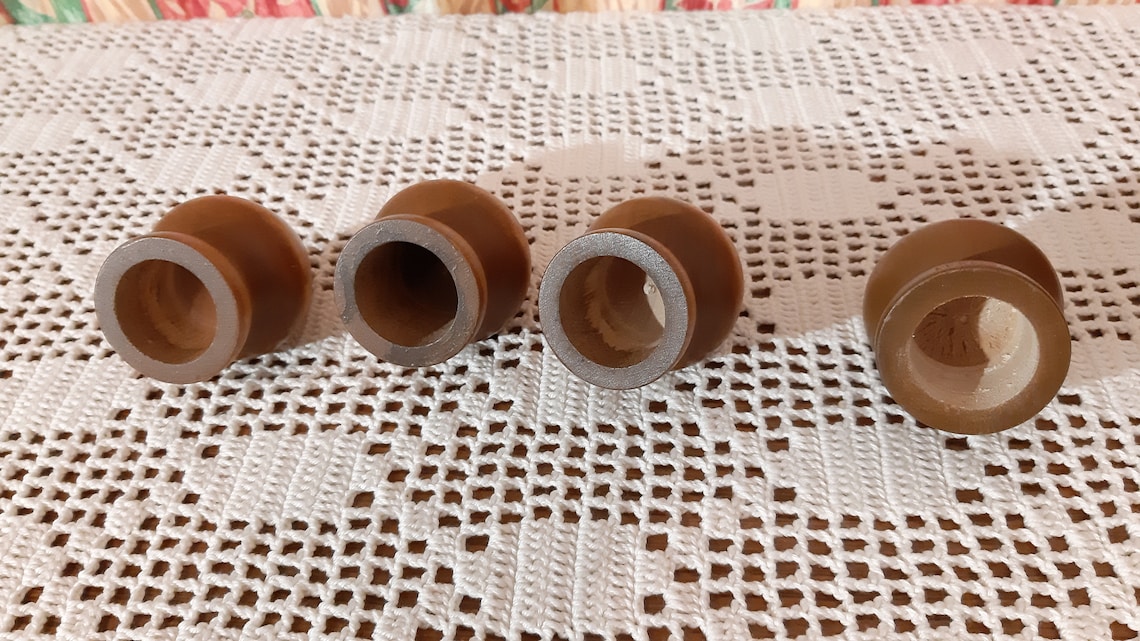 2 Pieces Wood Rod Ends Finals , Vintage Curtains Rod Ends Wood Finals ...