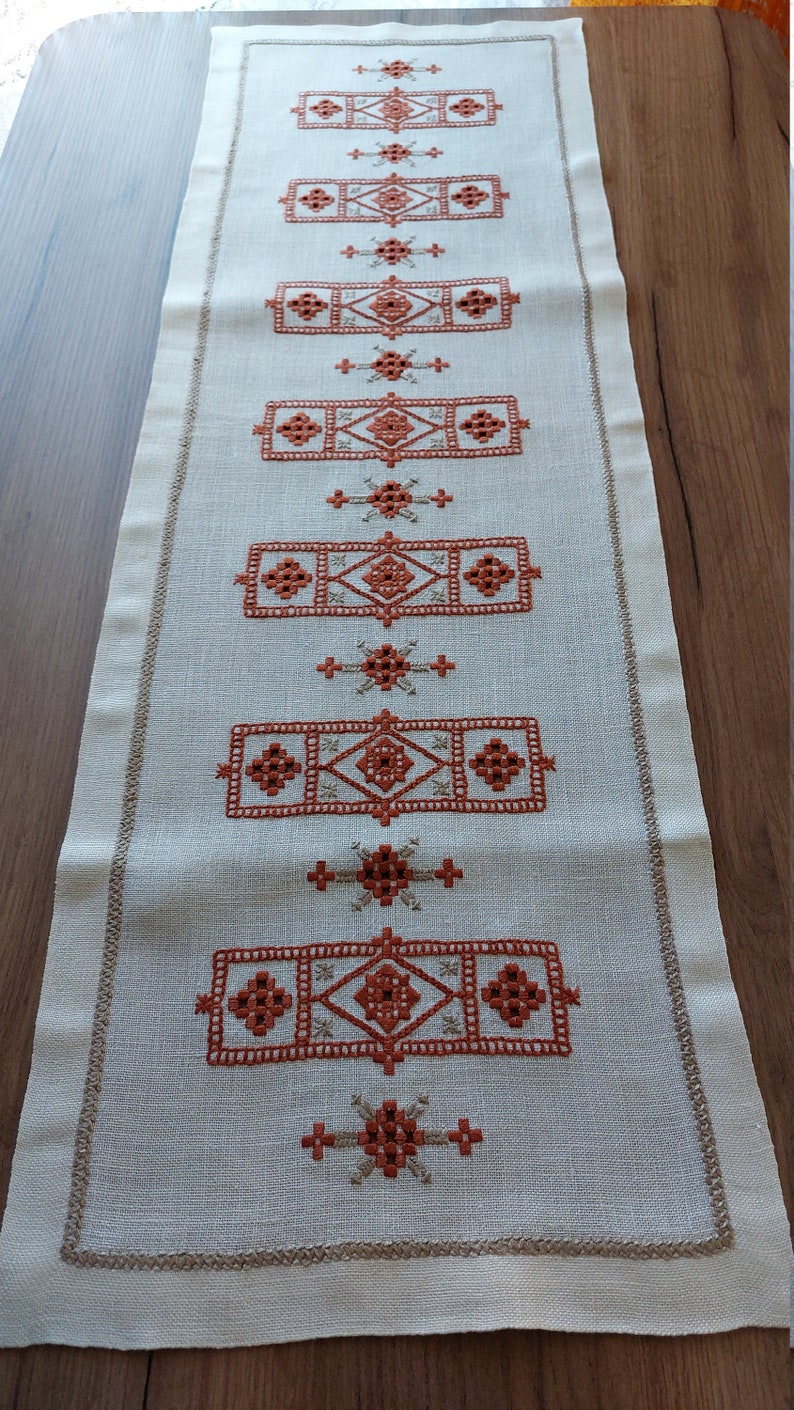 Hardanger Embroidered Vintage Norway Linen Table Topper - Etsy