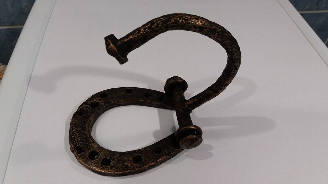 Rustic Horseshoe Door Knocker With Antique Sound Forged Door - Etsy