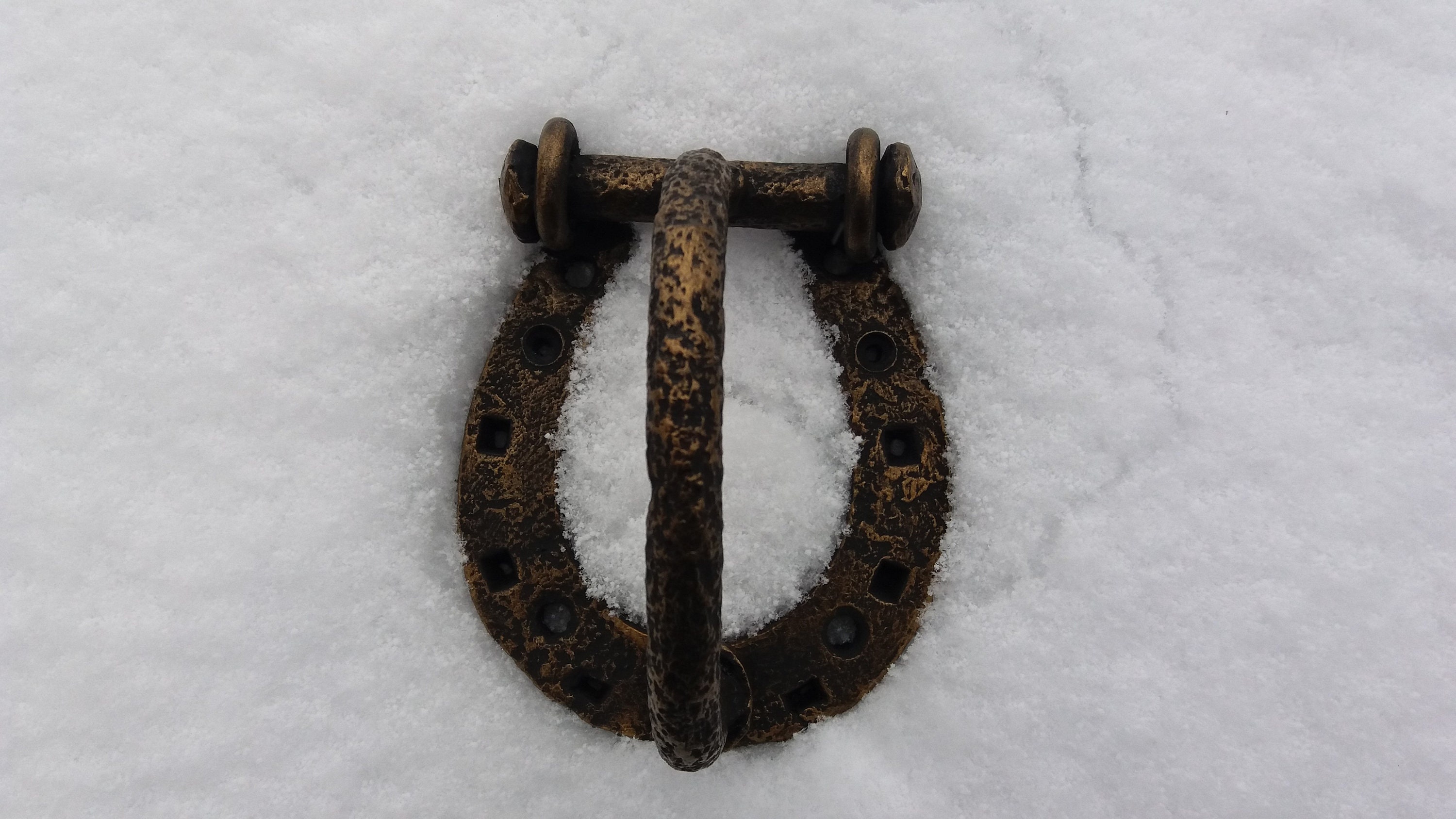 Rustic Horseshoe Door Knocker With Antique Sound Forged Door - Etsy