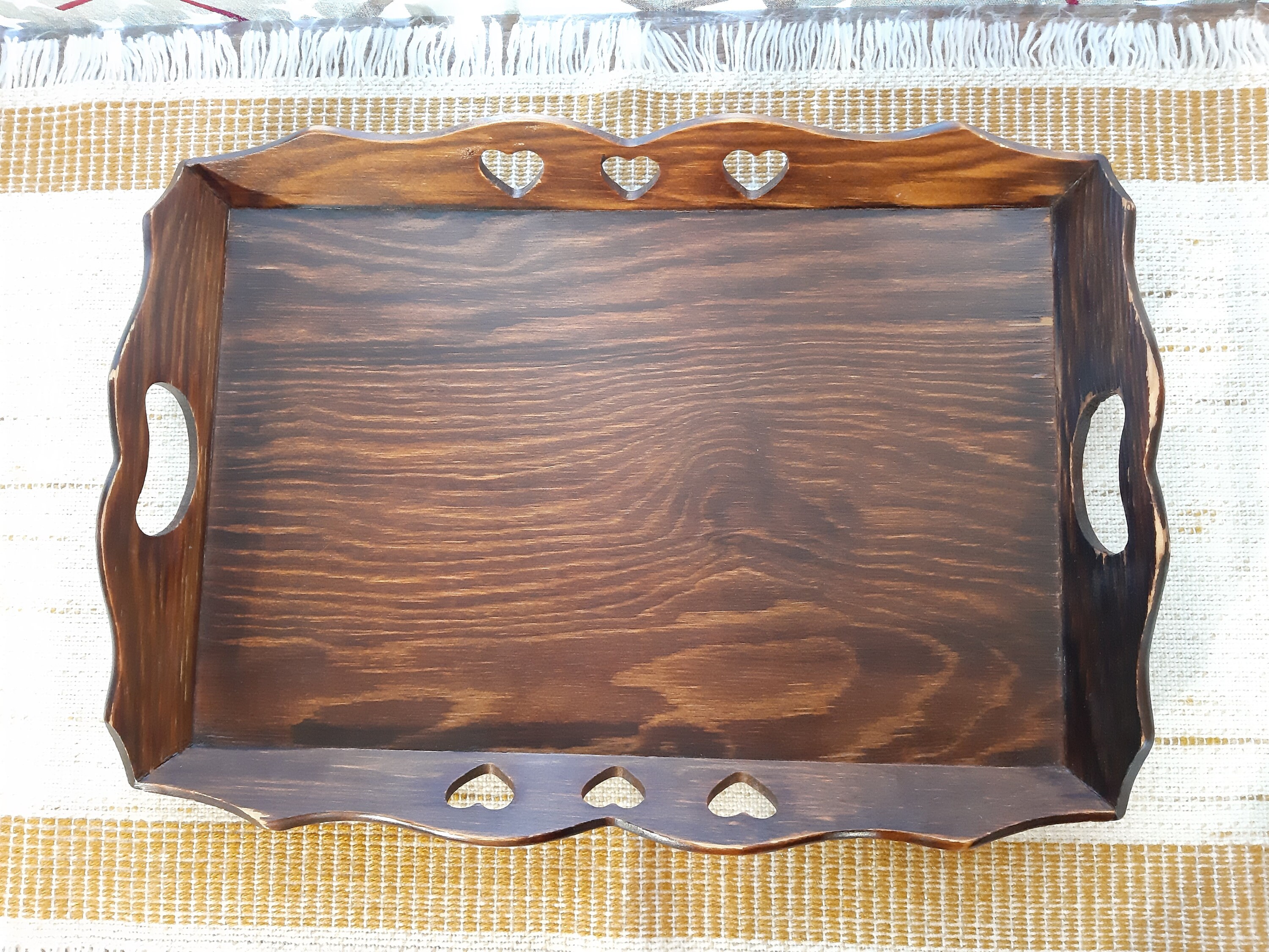 Vintage 80's Scandinavian Dark Brown Wooden Tray Wooden Serving Tray ...
