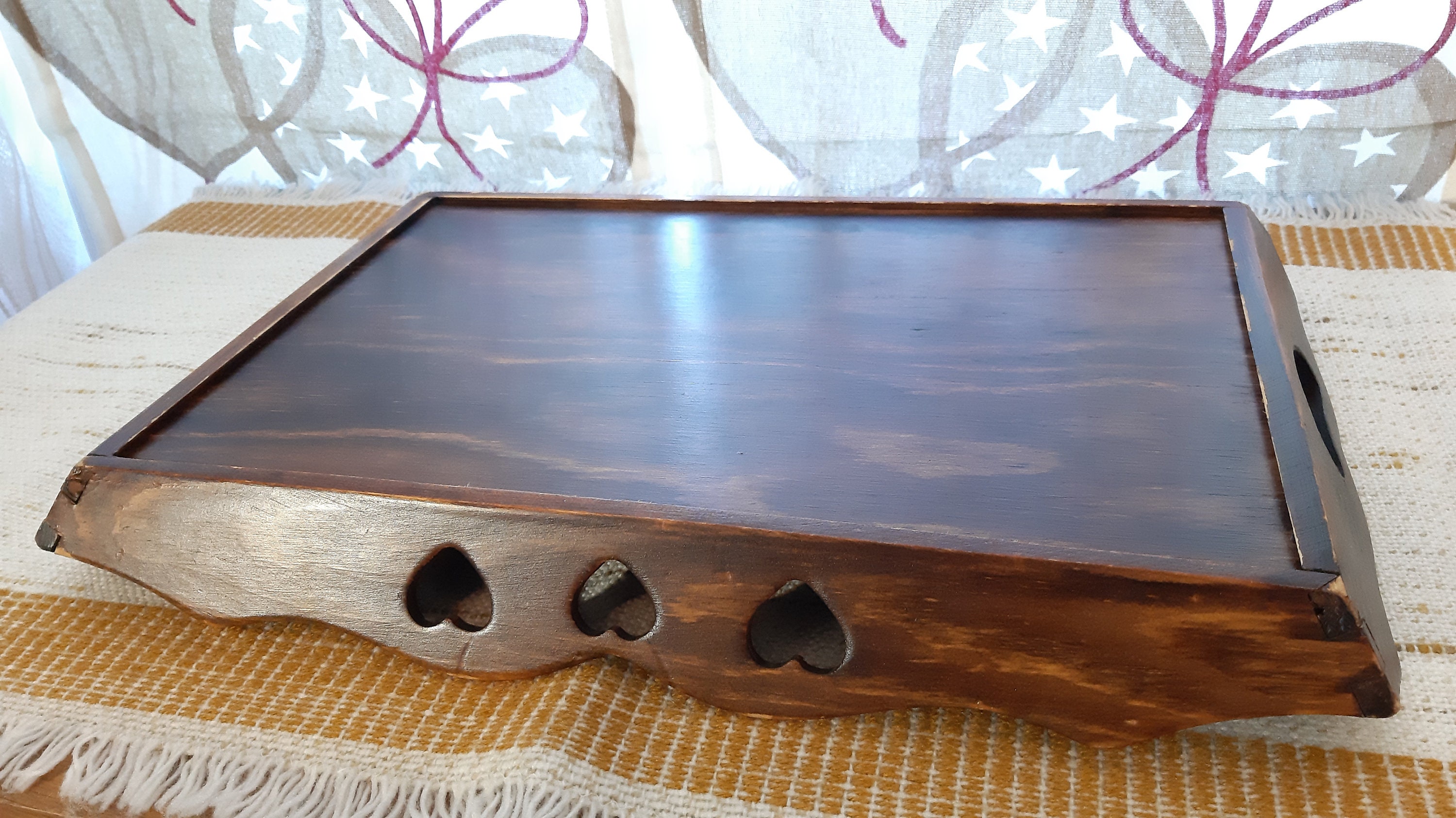 Vintage 80's Scandinavian Dark Brown Wooden Tray Wooden Serving Tray ...