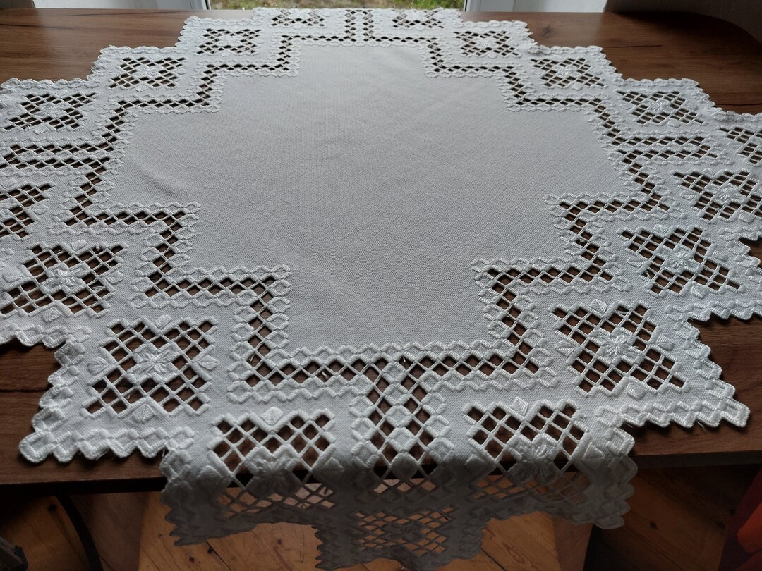 Qualitative Vintage Hardanger Embroidered Cotton Tablecloth , Hardanger ...