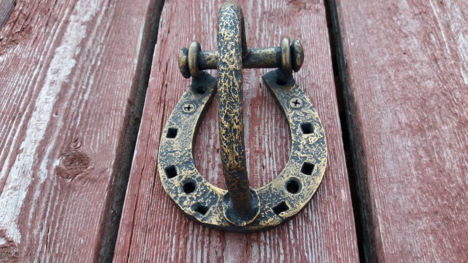 Rustic Horseshoe Door Knocker With Antique Sound Forged Door Knocker ...
