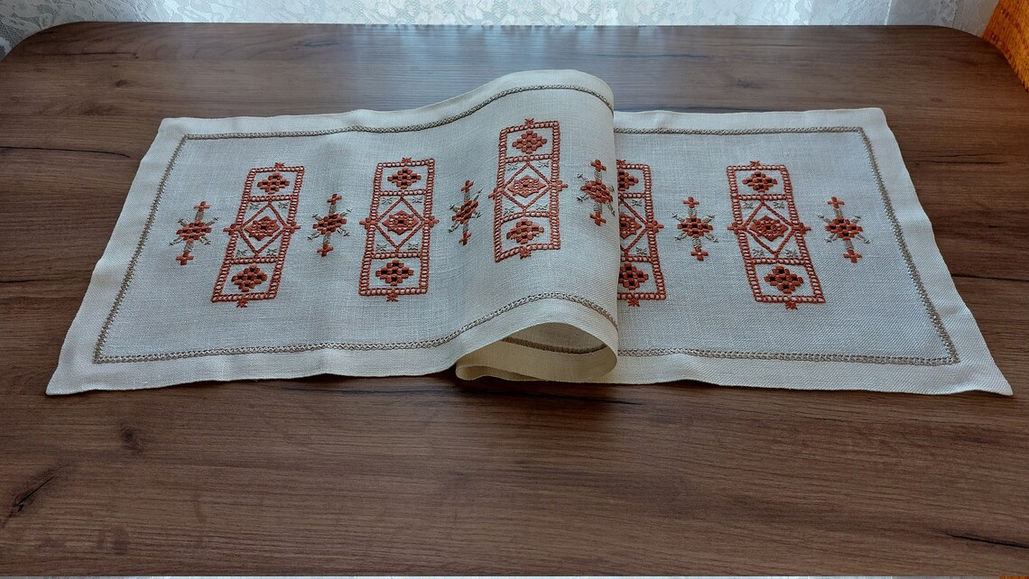 Hardanger Embroidered Vintage Norway Linen Table Topper - Etsy