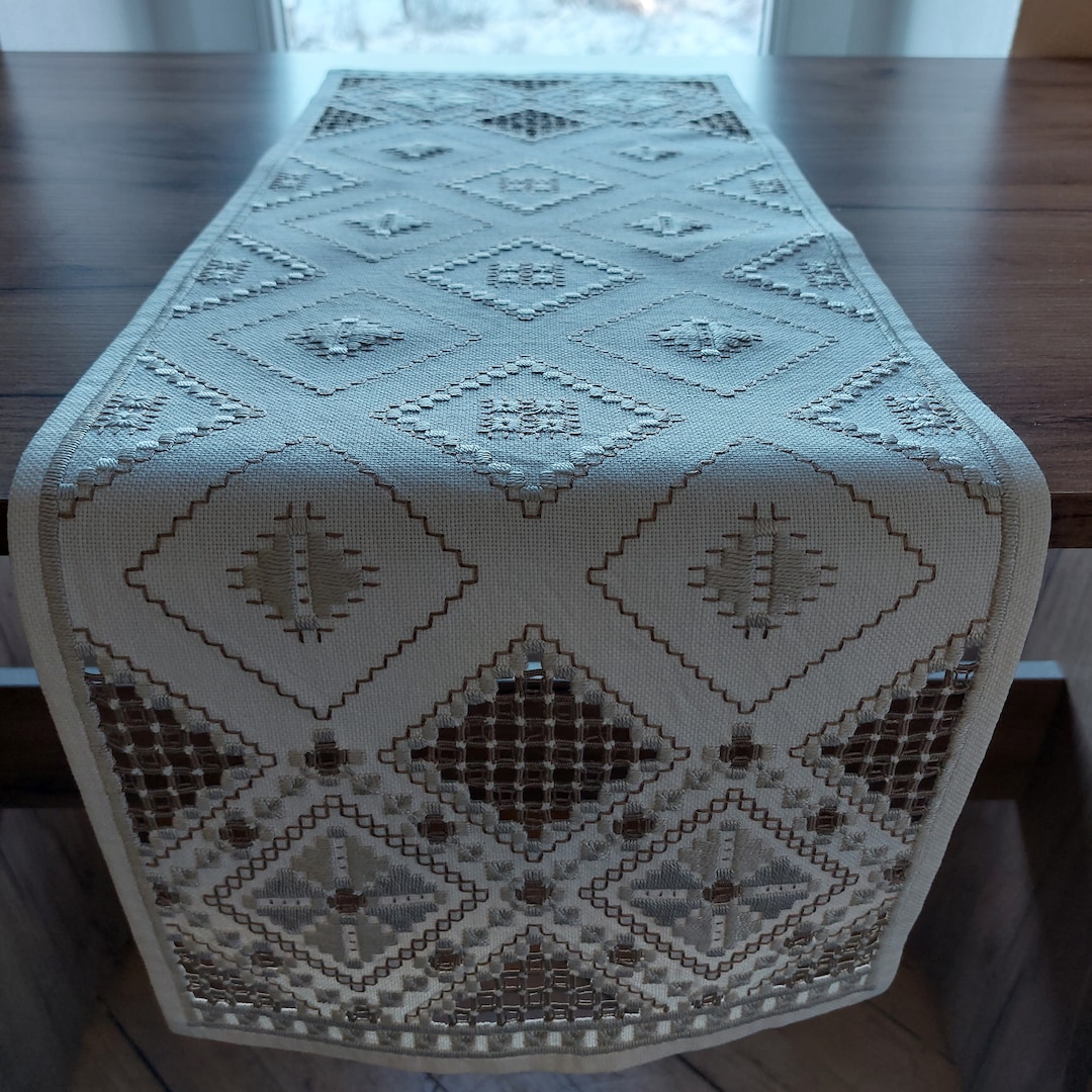 Vintage Hardanger Embroidered Table Topper,table Runner, Table Dressing ...