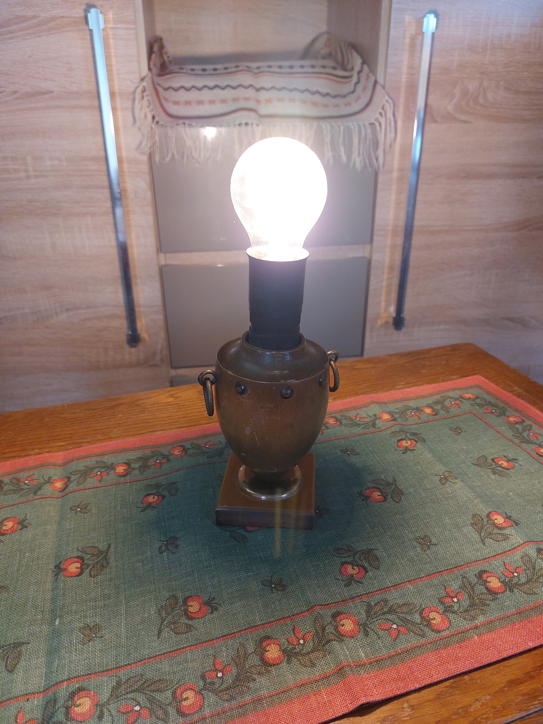 Vintage Mid Century Style Wood Lamp Base , Handmade Table Lamp ...