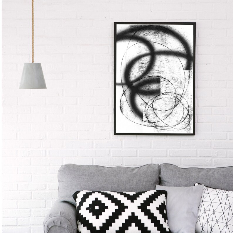 Modern Art Print 016 monotype: Black & Color Abstract Art - Etsy