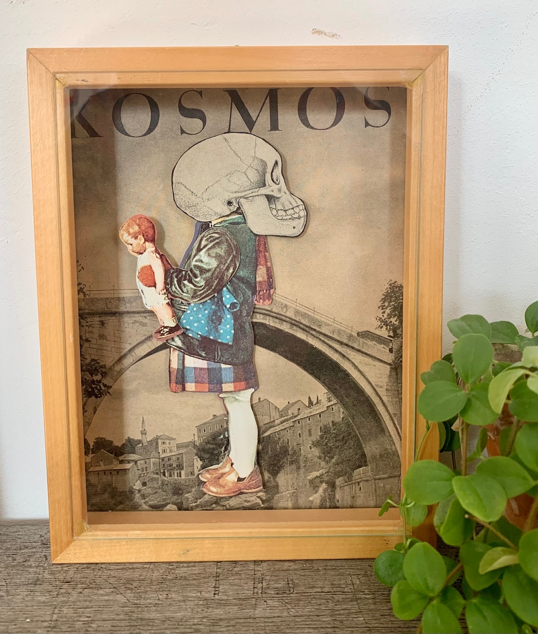 Collage Paper Doll With Skull on Old KOSMOS Magazine - Etsy