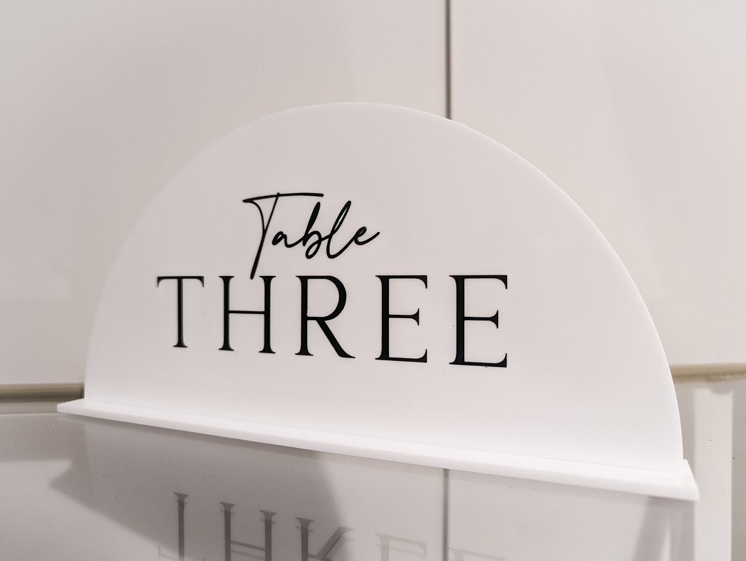 Acrylic Semi Circle Wedding Table Numbers With Base | Free Standing ...